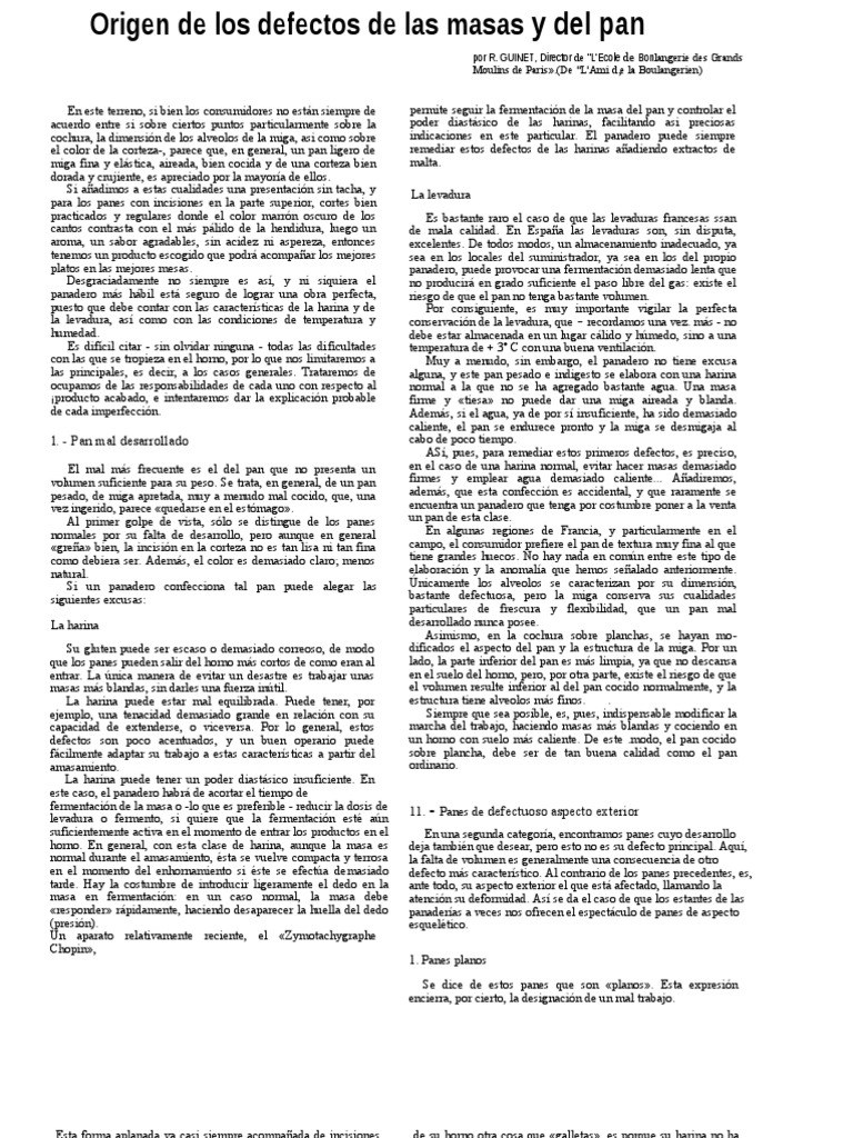 Origen de Los Defectos de Las Masas y Del Pan | PDF | Panes | Levadura