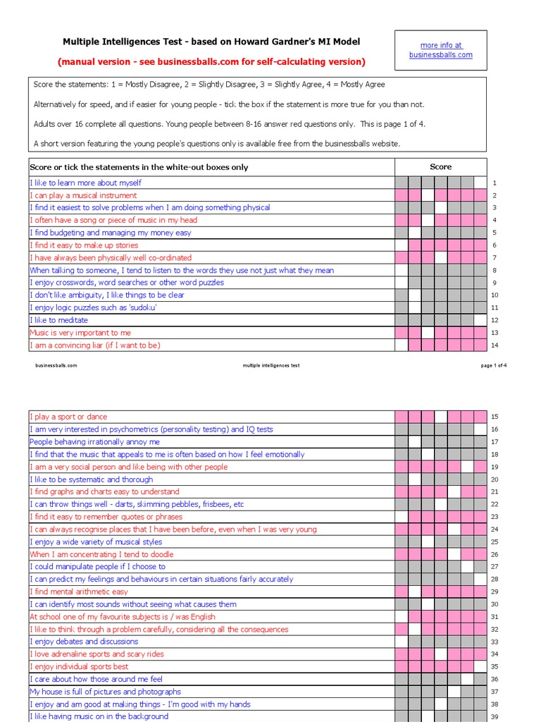 Multiple Intelligences Test