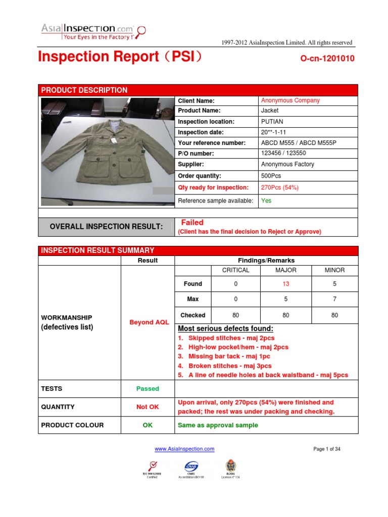 AI Sample Report Clothing | PDF | Textiles | Length