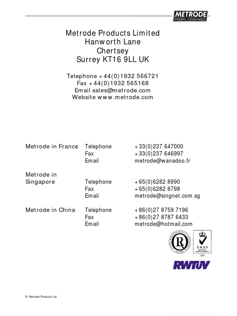 Metrode P92 Consumables Jul2006 | PDF | Welding | Construction