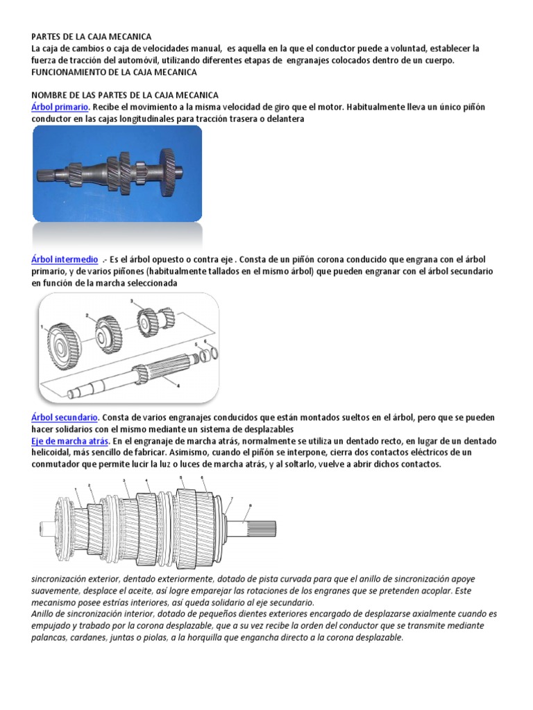 Partes de La Caja Mecanica | PDF | Transmisión (Mecánica) | Eje