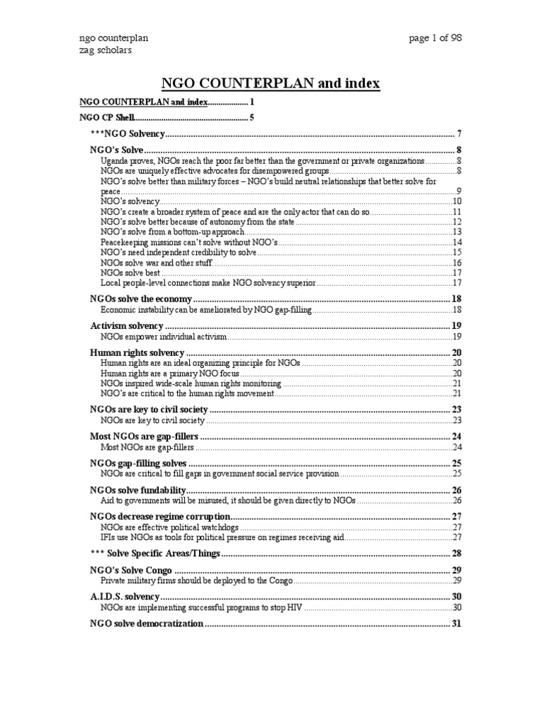 NGO Counterplan For Debate | Download Free PDF | Peacebuilding | Non ...