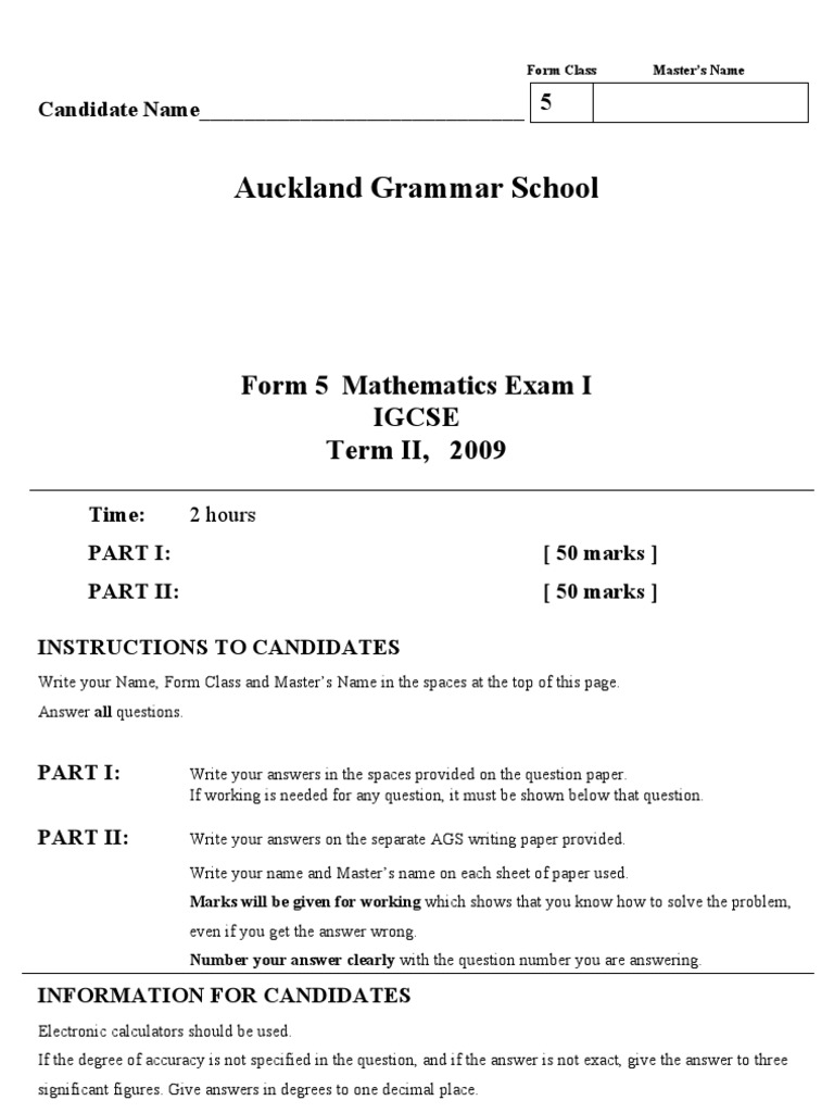 Practice Igcse Math Exam | PDF | Significant Figures | Geometry