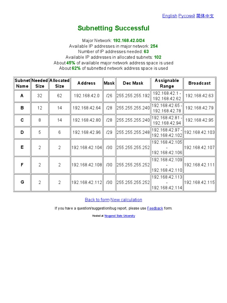 Vlsm Cidr Subnet Calculator Pdf Computers Technology And Engineering