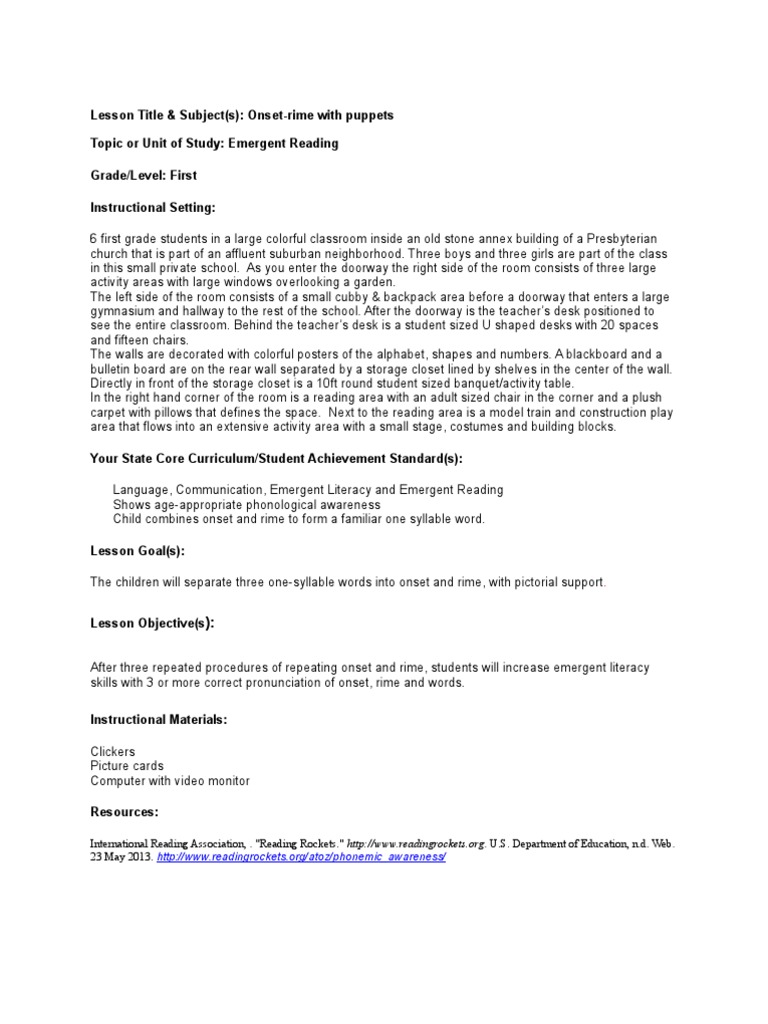 Lesson Plan - Phonemic Awareness | PDF | Syllable | Educational Assessment