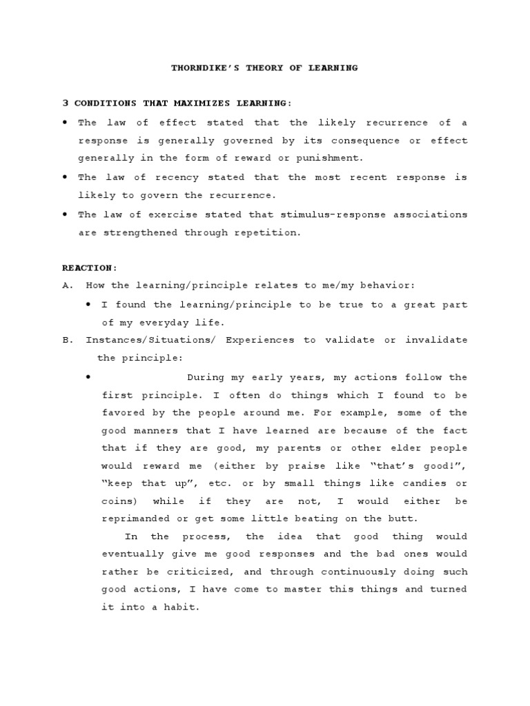 Thorndike's Theory of Learning | Learning | Psychology & Cognitive Science