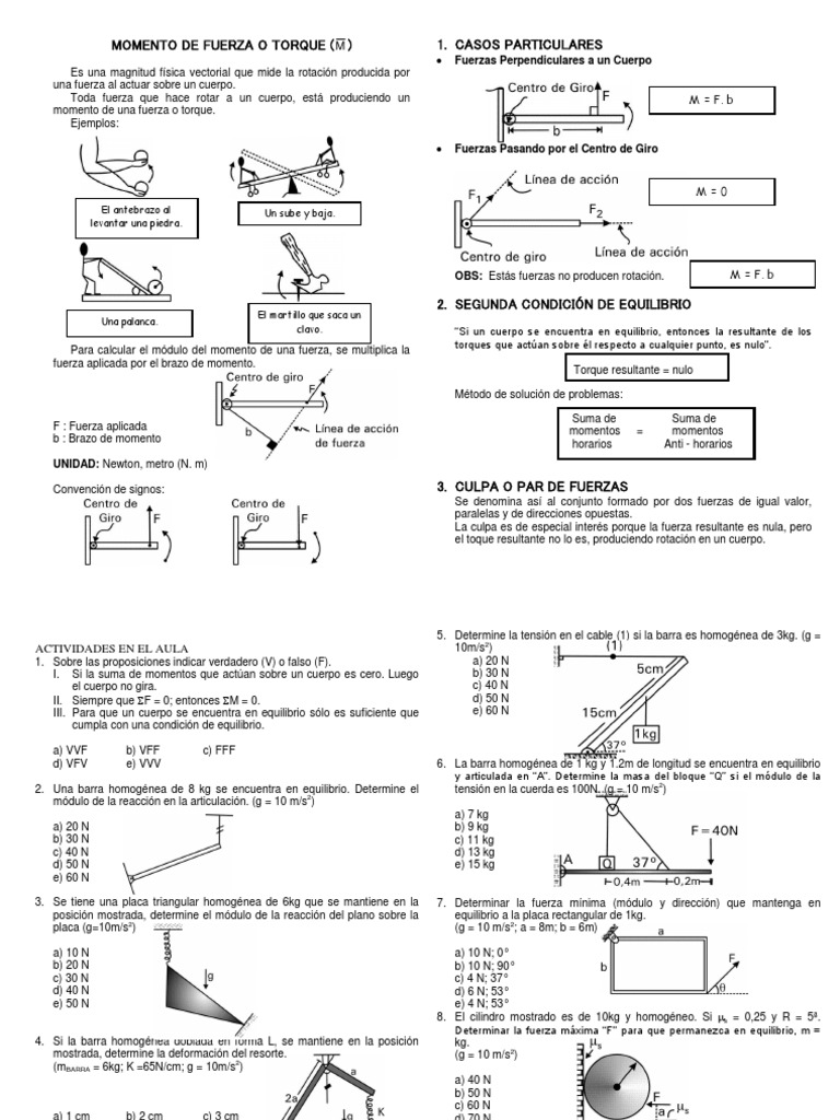 Momento de Fuerza o Torque | PDF | Campo (Matemáticas) | Fuerza