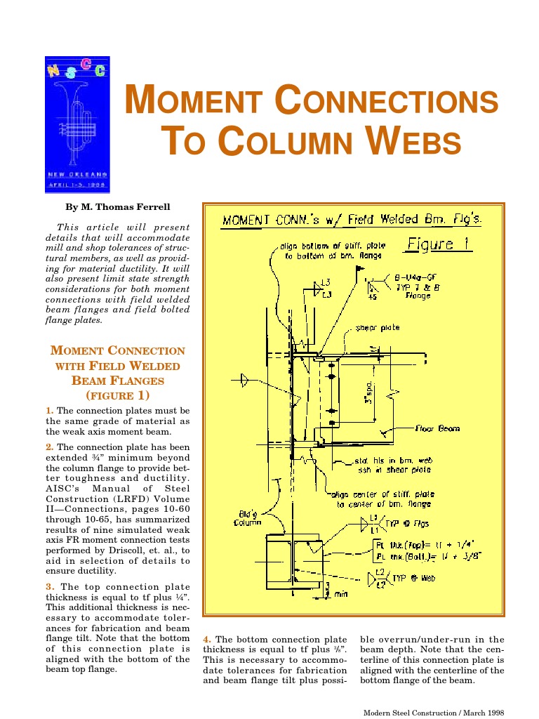 Moment Connections to Column Webs (1) | Structural Steel | Beam (Structure)