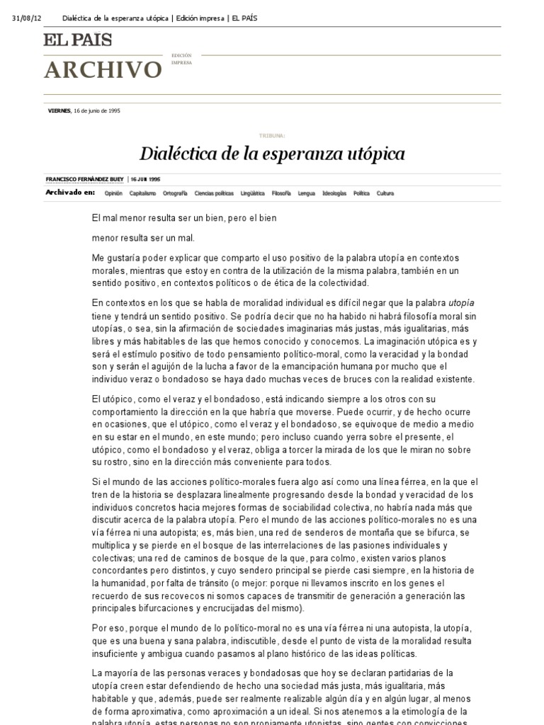 FFB. Dialéctica de La Esperanza Utópica, en El País, 16-6-1995 PDF ... FFB. Dialéctica de La Esperanza Utópica, en El País, 16-6-1995 PDF ...