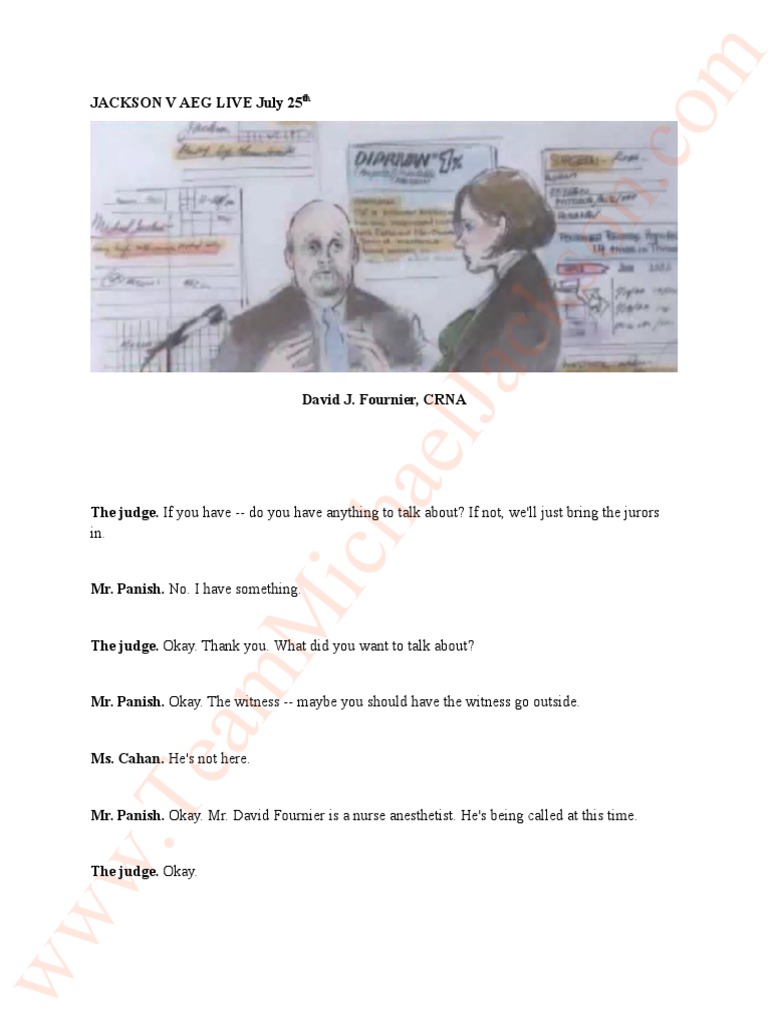 Jackson V AEG Live July 25th 2013 Transcripts David J. Fournier, CRNA ...