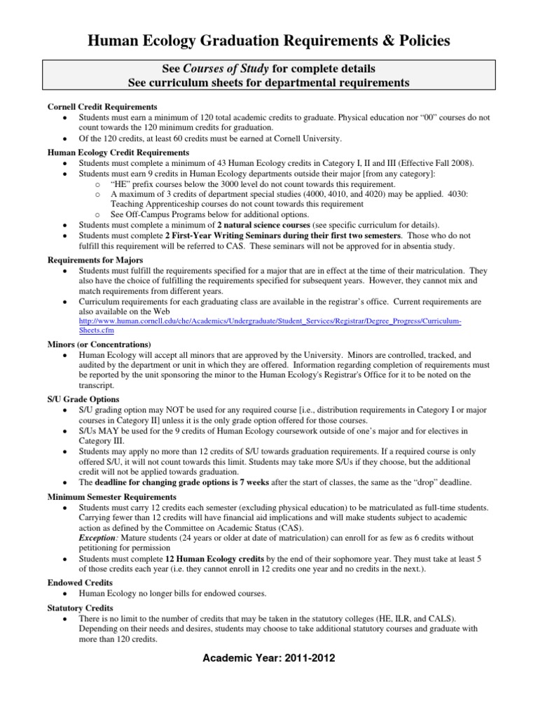 Grad Req and Policies 11 12 | PDF | Course Credit | Academic Term