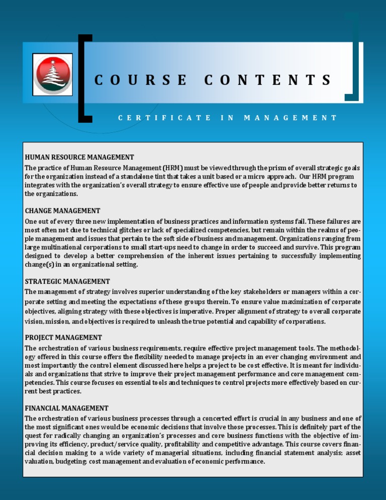 Certificate Modules Brochure | PDF | Strategic Management | Project ...