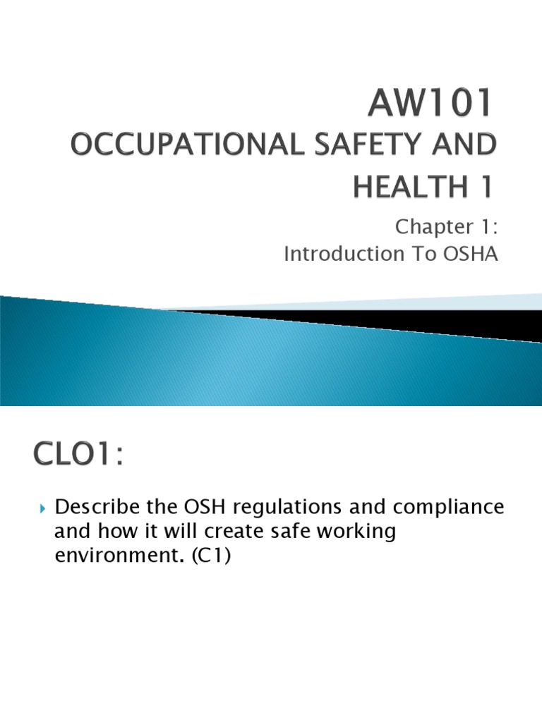 Osha-Chapter 1 | PDF | Occupational Safety And Health | Safety