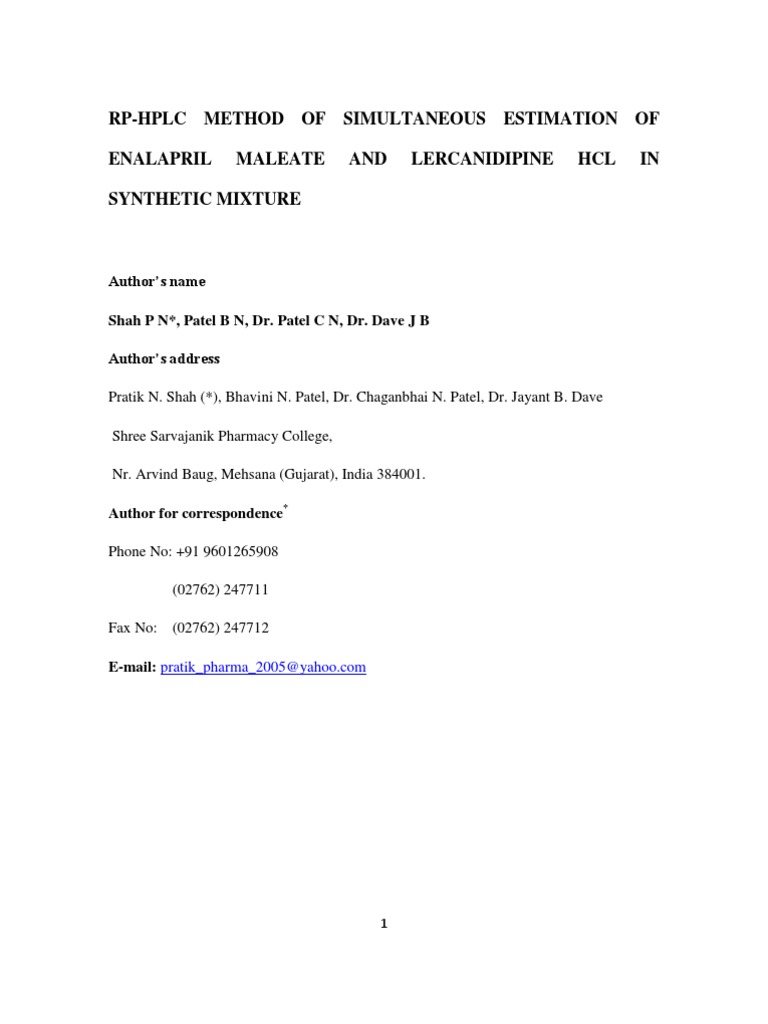 HPLC Research Paper | PDF | High Performance Liquid Chromatography ...