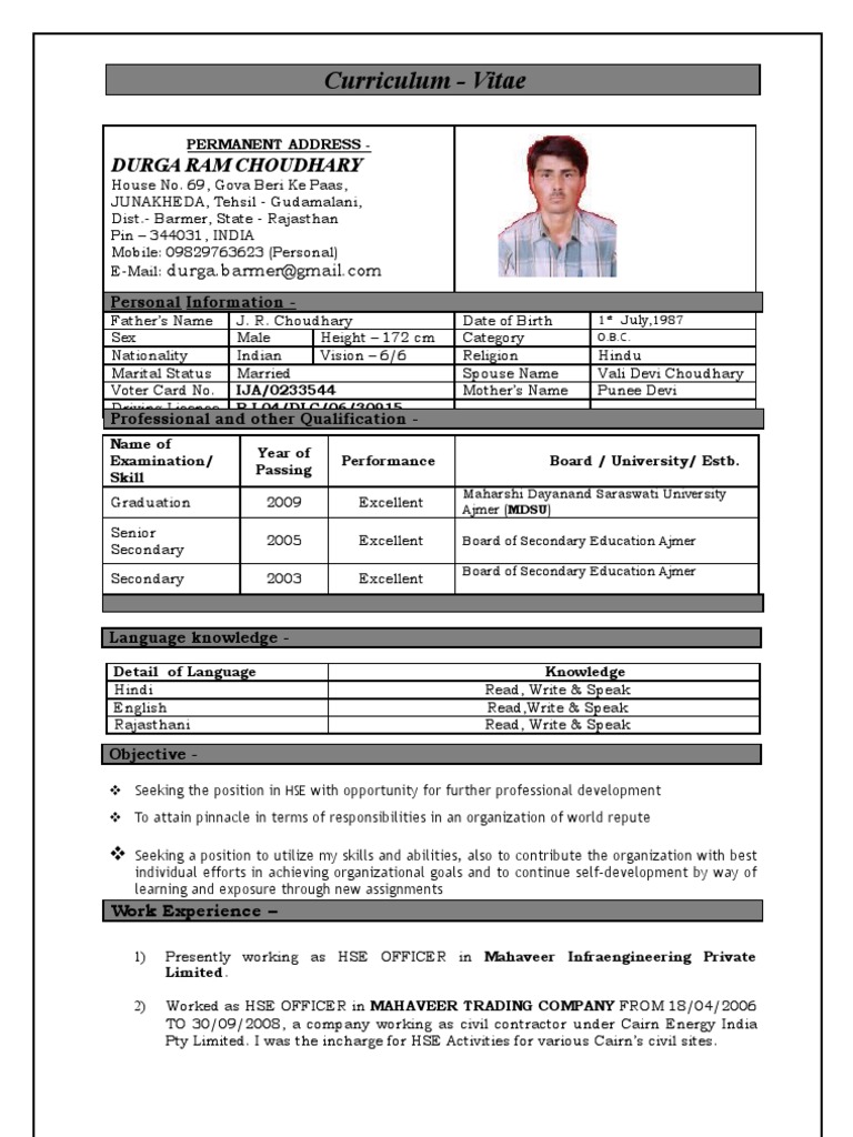 CV Durga Ram Choudhary | PDF | Behavior Modification | Change