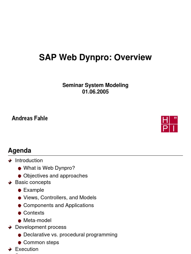 12 WebDynpro Overview | PDF | Model–View–Controller | Component Based Software Engineering