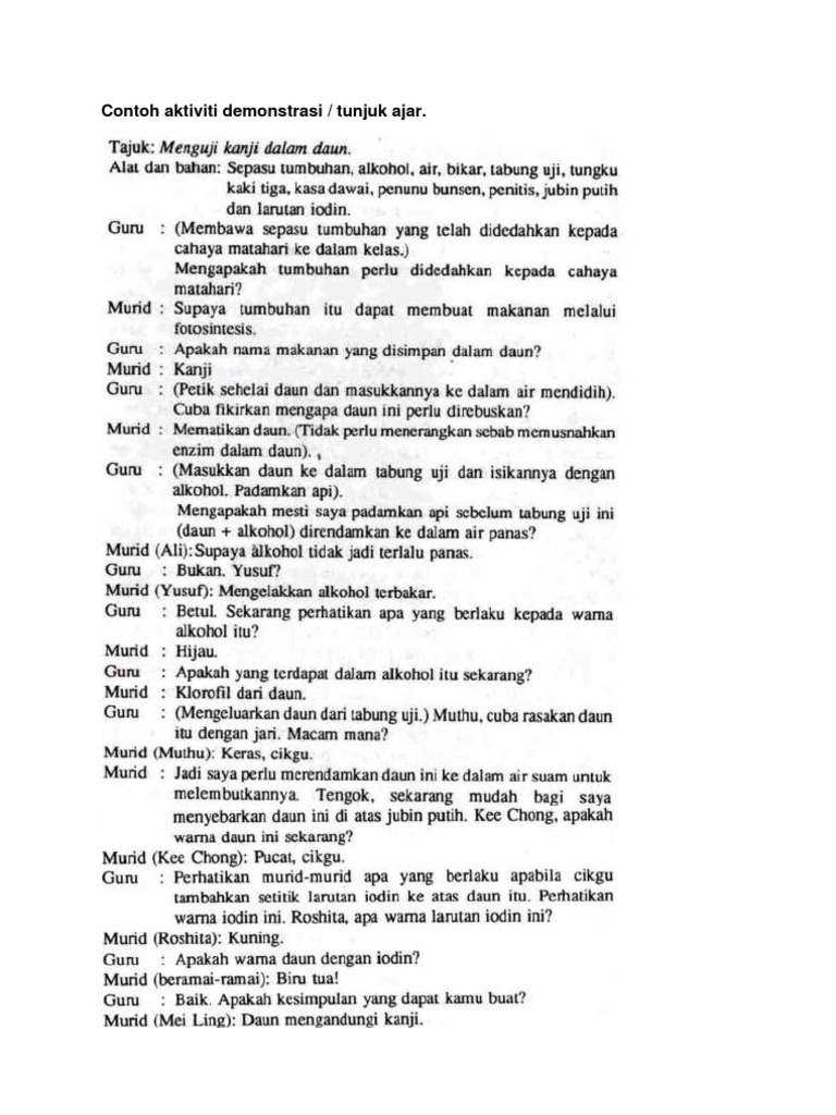 Contoh Aktiviti Demonstrasi | PDF