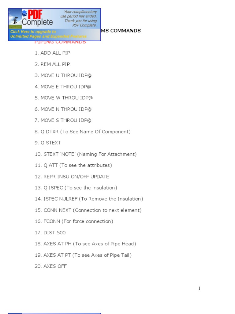 Pdms Commands | PDF | Array Data Structure | Computing