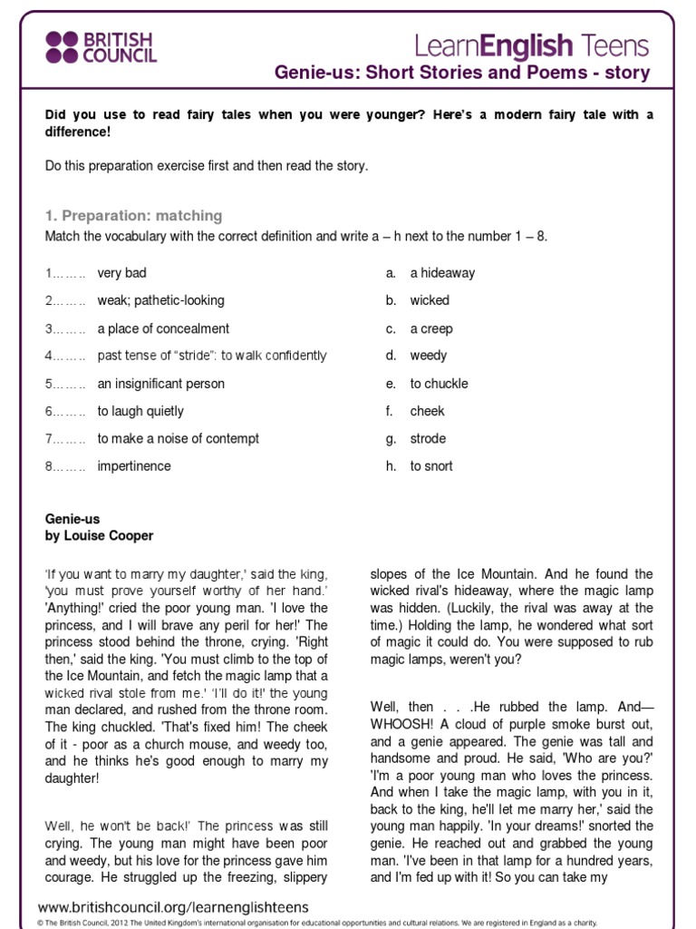 Genie Us Story and Prep 1 | PDF | Mystery, Thriller & Crime Fiction