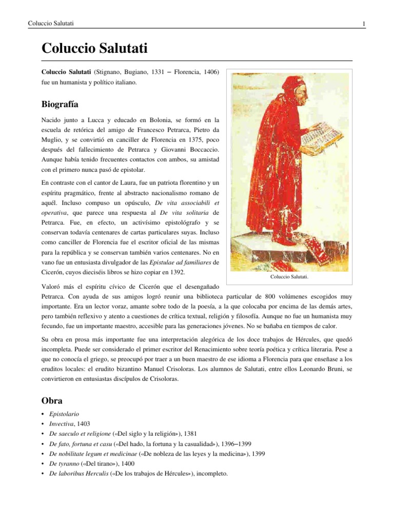 Coluccio Salutati PDF | PDF | Renacimiento | Personas