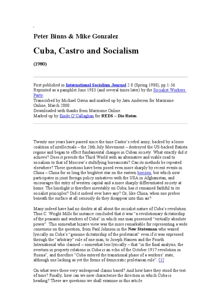 Peter Binns | PDF | Fidel Castro | Cuba
