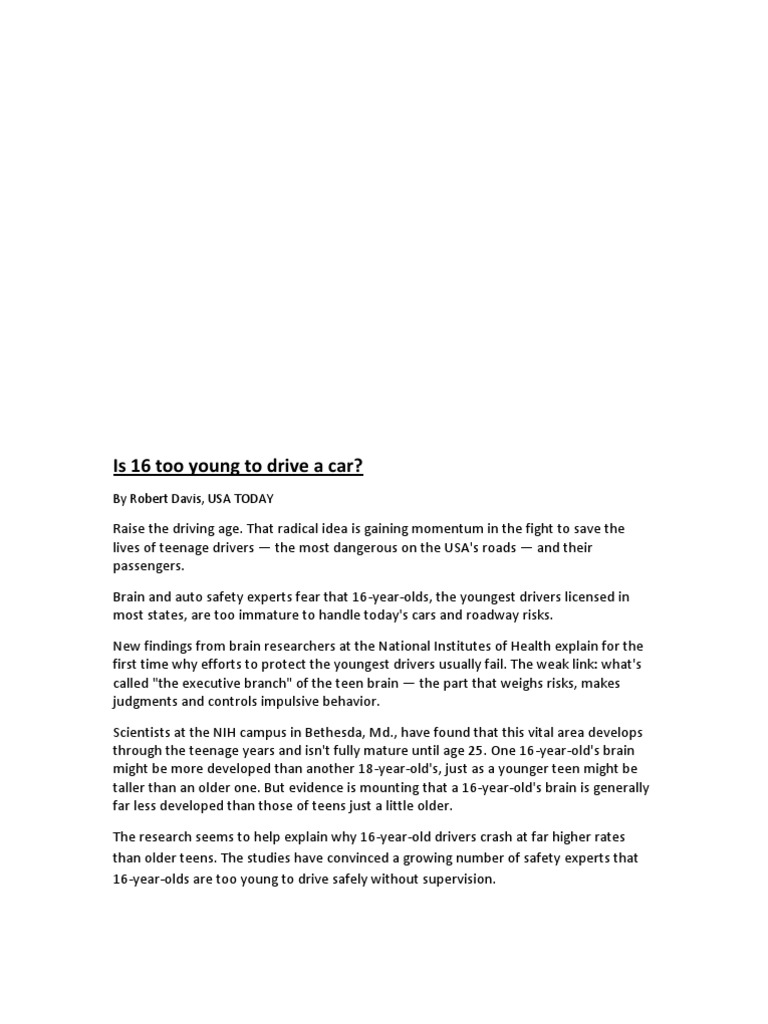 Is 16 Too Young to Drive Safely? | PDF | Science & Mathematics