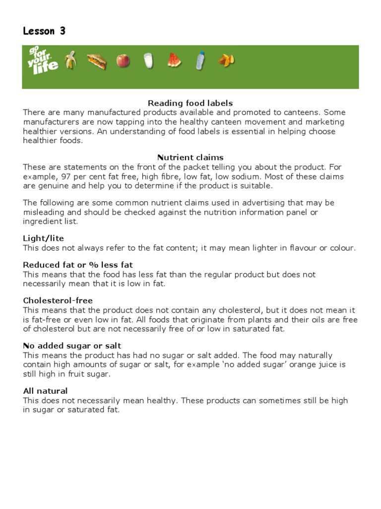 Reading Food Labels | PDF | Nutrition Facts Label | Nutrition