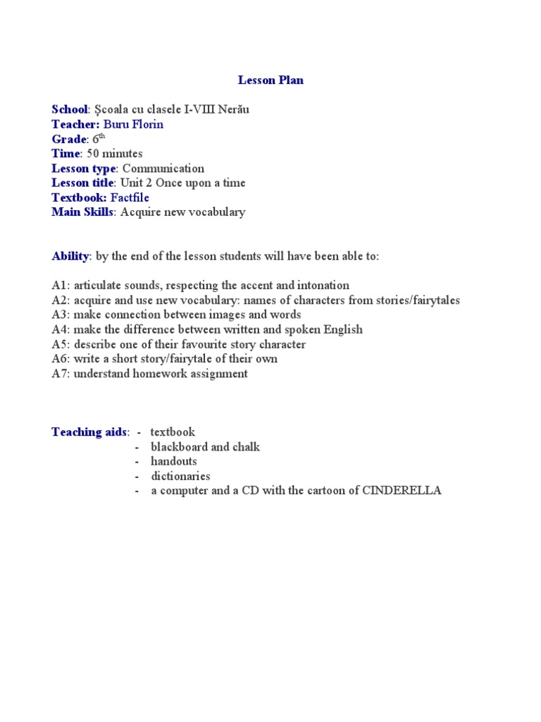 Once Upon A Time | PDF | Vocabulary | Lesson Plan