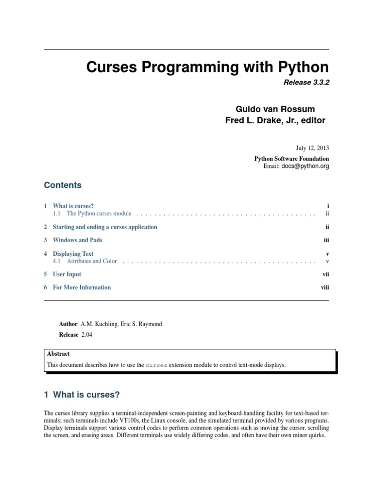 Python Howto Curses Computer Terminal String Computer Science