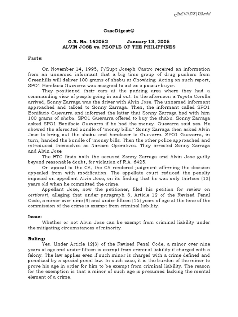 ALVIN JOSE vs. PEOPLE OF THE PHILIPPINES PEOPLE OF THE PHILIPPINES vs. FRANCISCO L. CALPITO ...