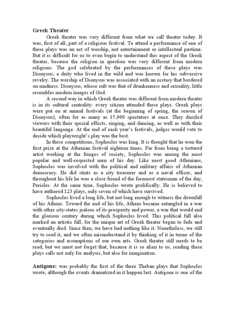 Greek Theater and Oedipus Rex | PDF | Sophocles | Theatre
