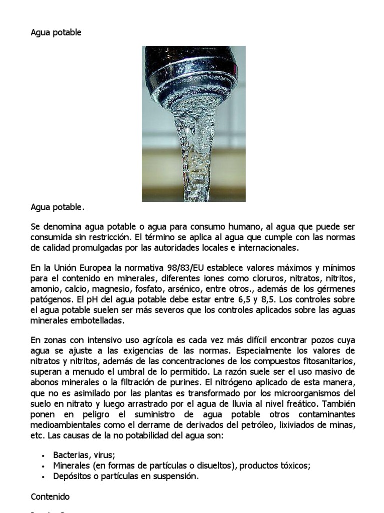 El Agua Potable | PDF | Agua potable | Agua