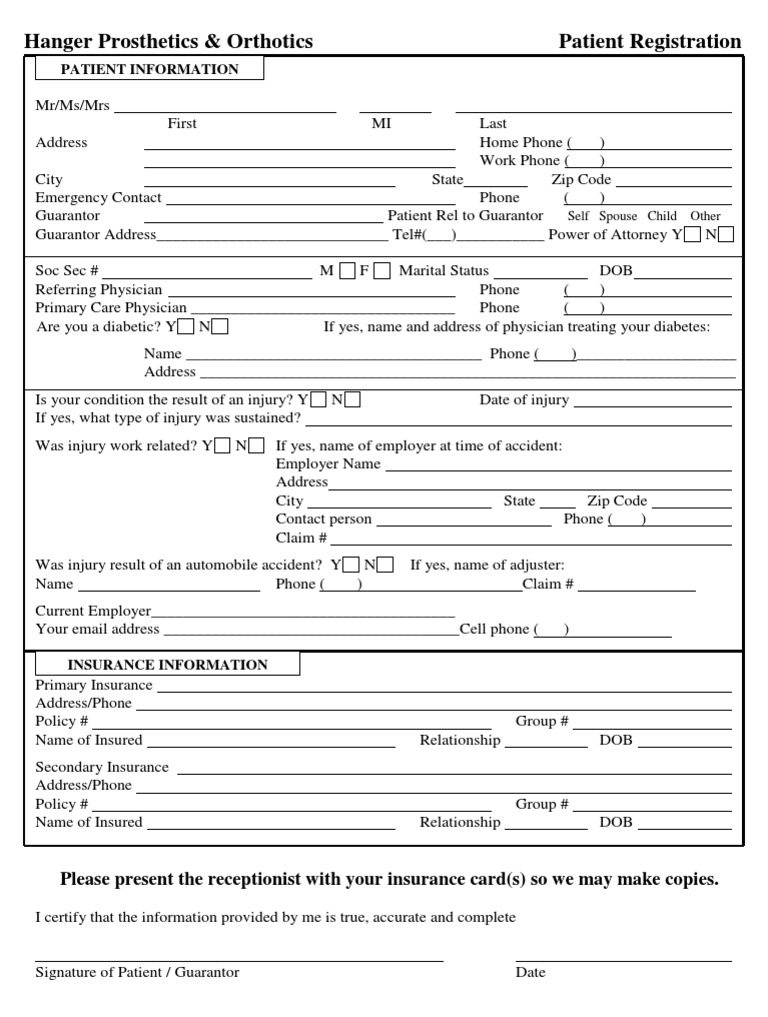 Patient Reg Form | PDF | Law | Self-Improvement