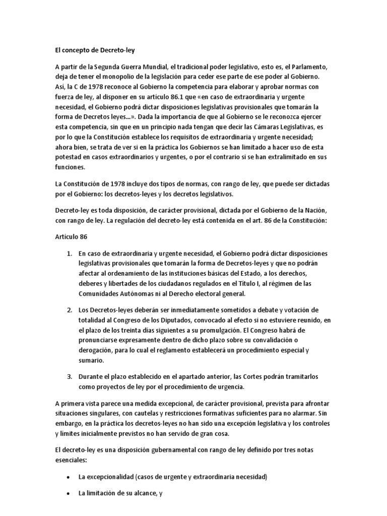 El Concepto de Decreto | PDF | Gobierno de españa | Regulación