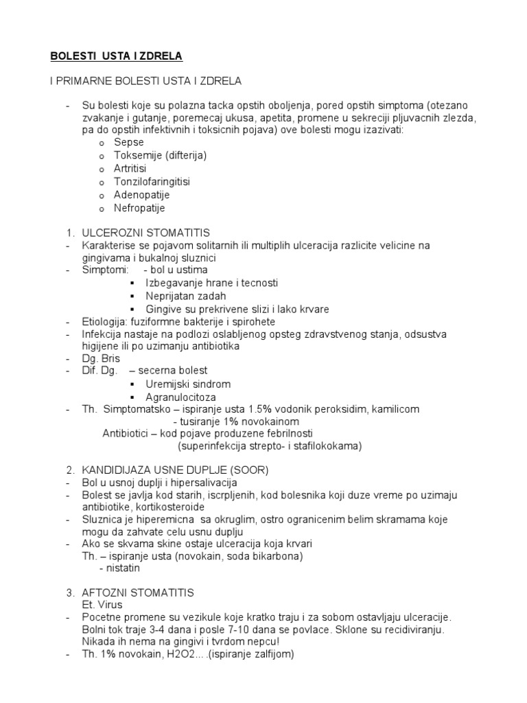 Bolesti Usta I Zdrela | PDF