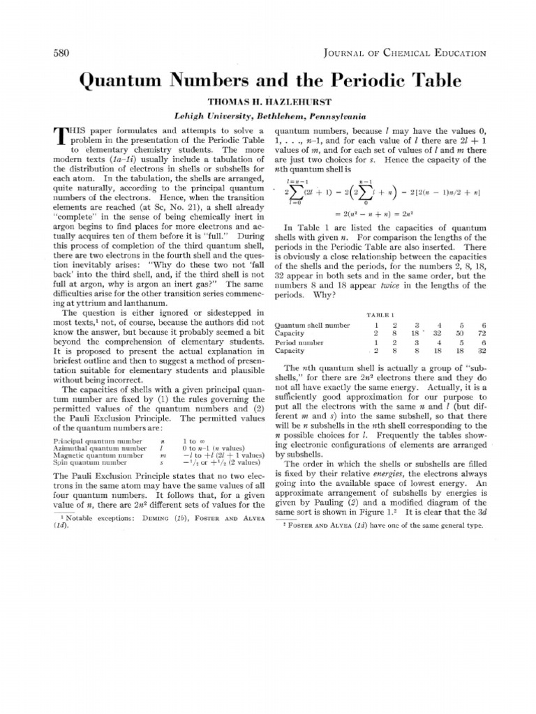 An Improved Method for Presenting Quantum Numbers and the Periodic ...