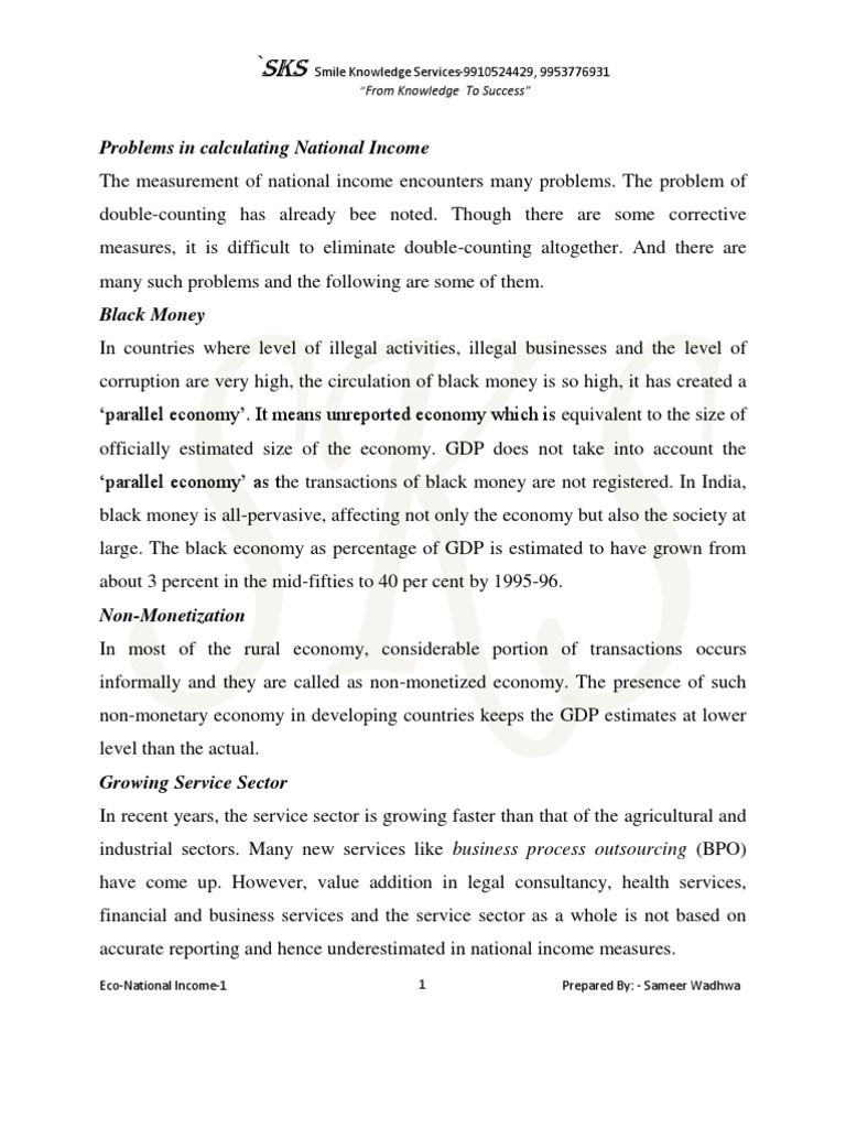 Challenges in Measuring National Income | PDF | Black Market | Measures ...