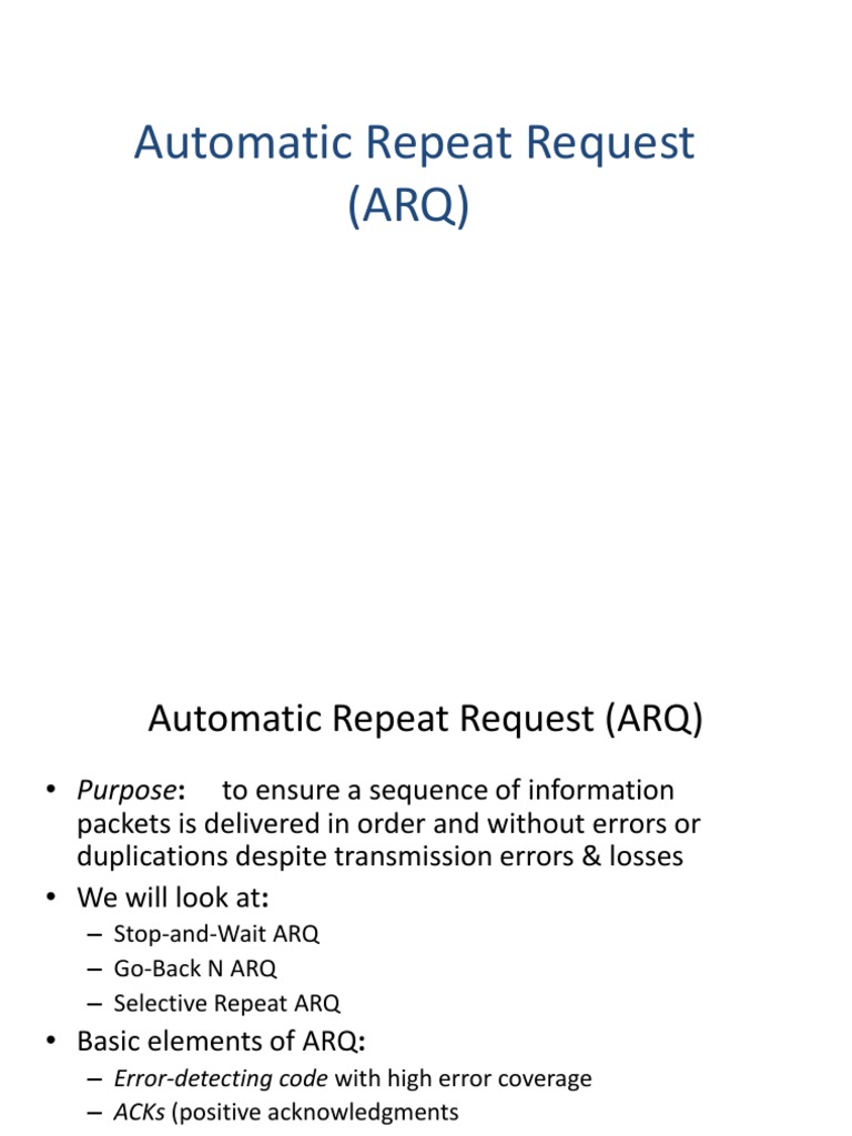 Automatic Repeat Request (ARQ) | PDF | Transmission Control Protocol ...