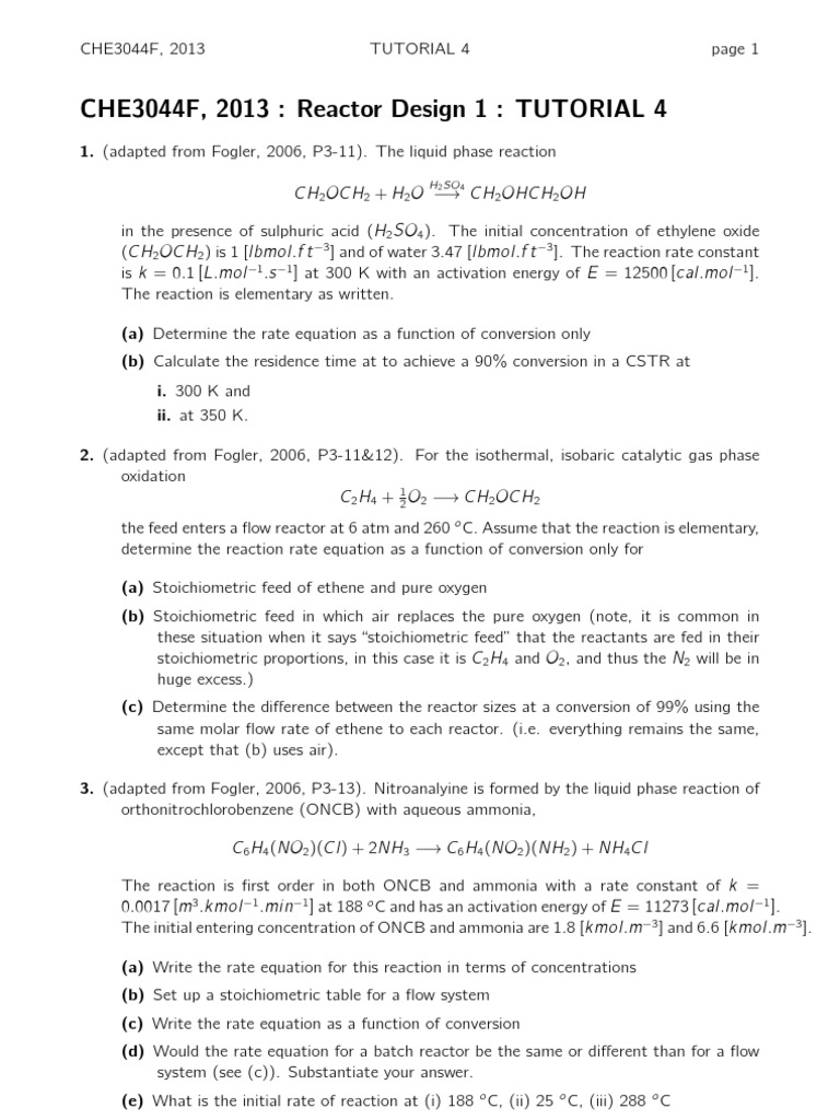Reactor Design | PDF | Chemical Reactor | Stoichiometry