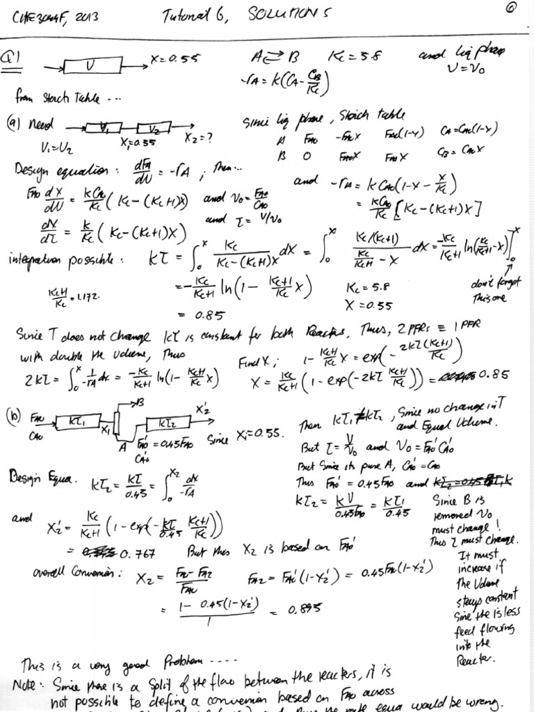 CHE3044F 2013 Tutorial 6 Solutions | PDF | Business | Science & Mathematics