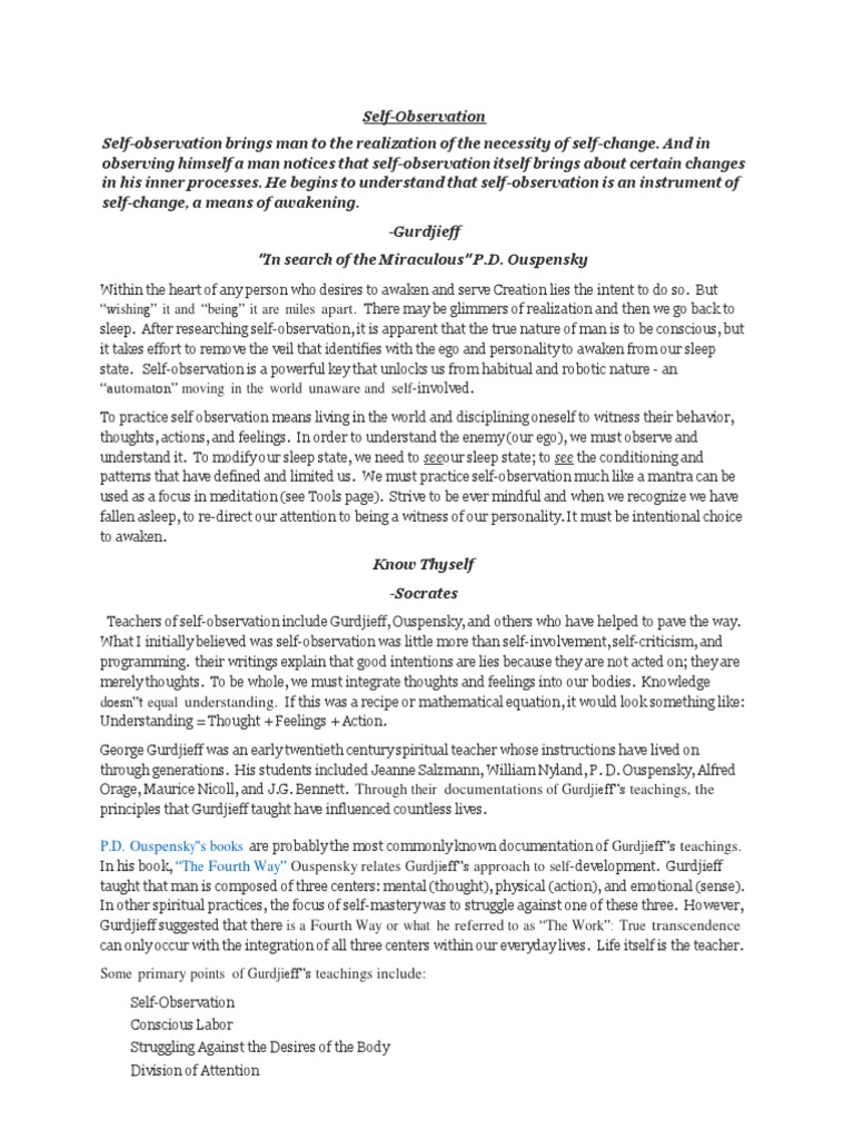 P.D. Ouspensky S Books "The Fourth Way" | PDF | Fourth Way ...