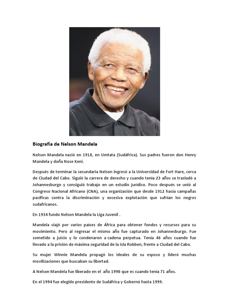 Biografía de Nelson Mandela | PDF