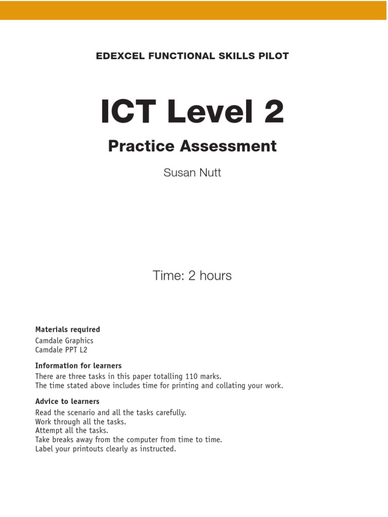 ICT Level 2 Practice Test PDF | PDF | Spreadsheet | Page Layout