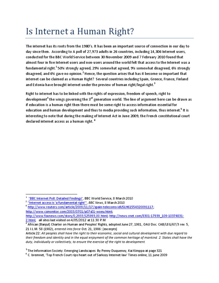 Internet Access as a Human Right | PDF | Politics