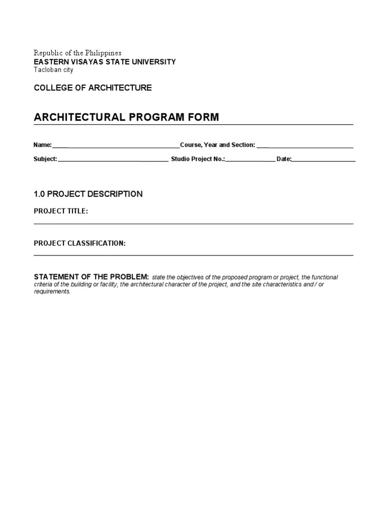 Architectural Program Form | PDF | Anthropometry | Employment