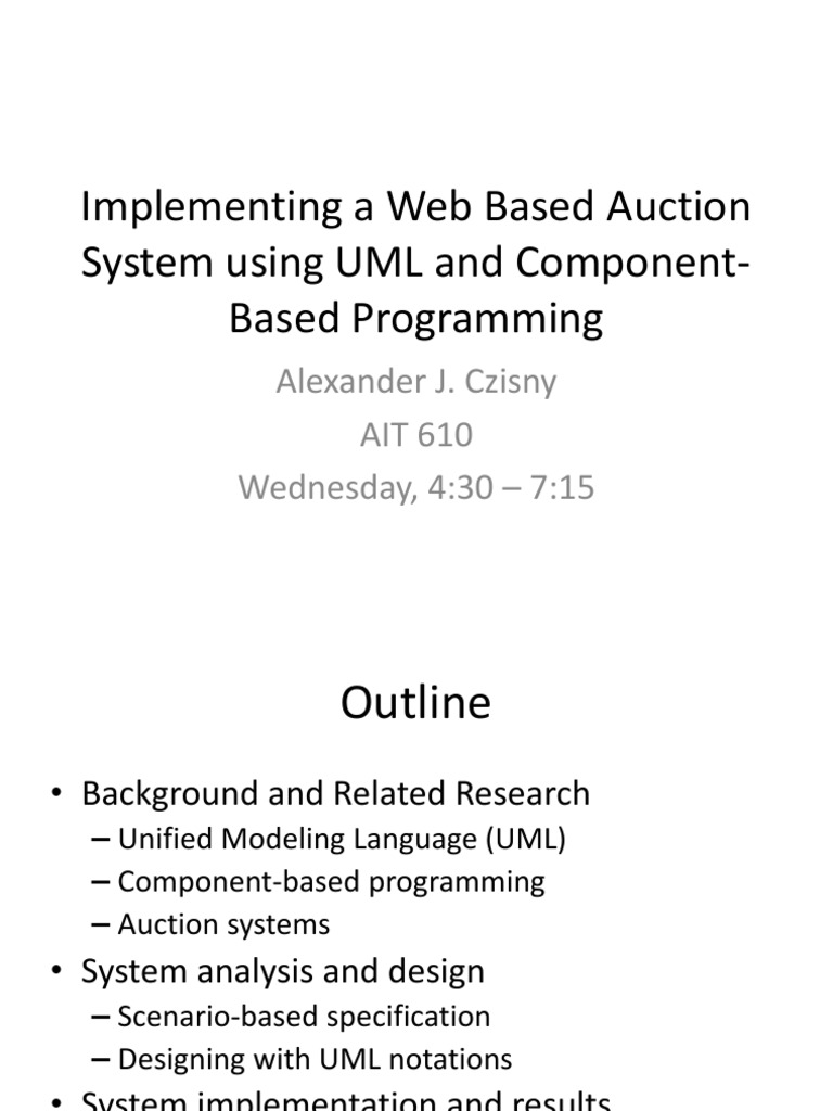 Implementing A Web Based Auction System Using Uml And Component Based