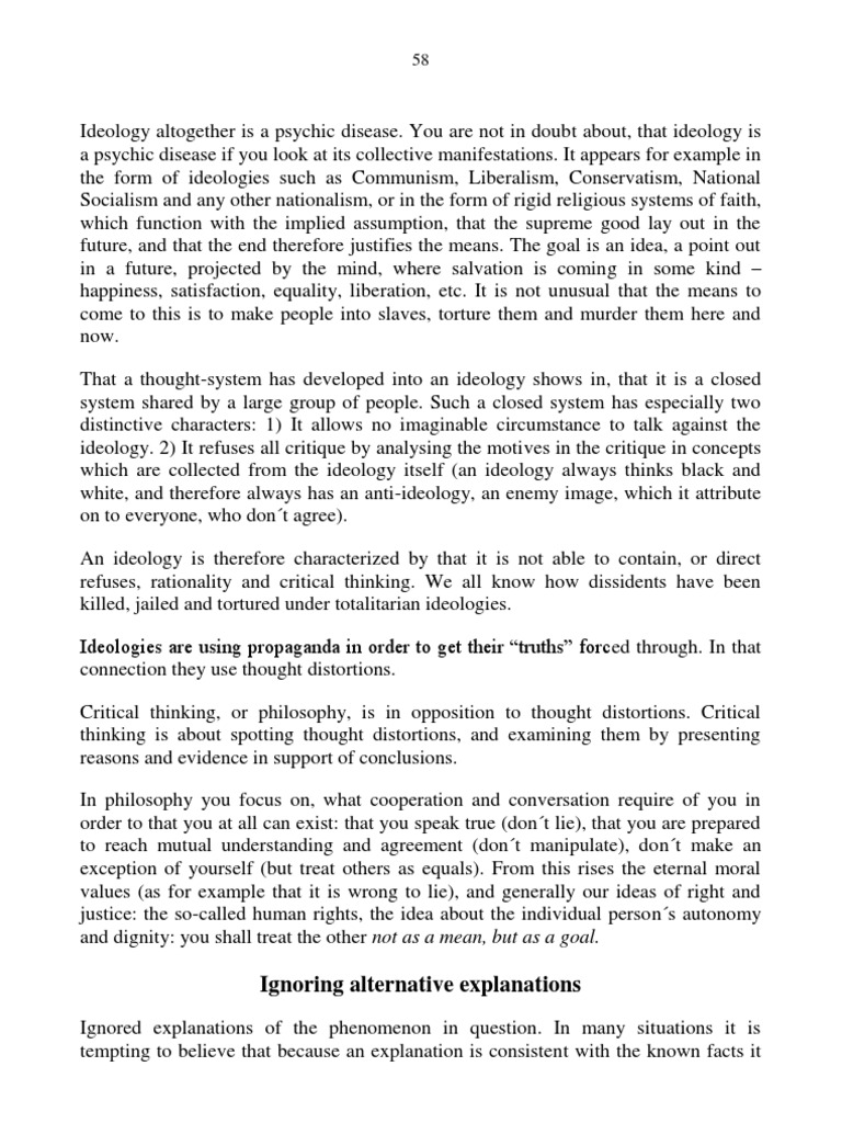 Ignoring Alternative Explanations | PDF | Ideologies | Critical Thinking