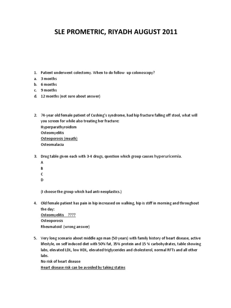 Sle Prometric August 2011 Riyadh | PDF