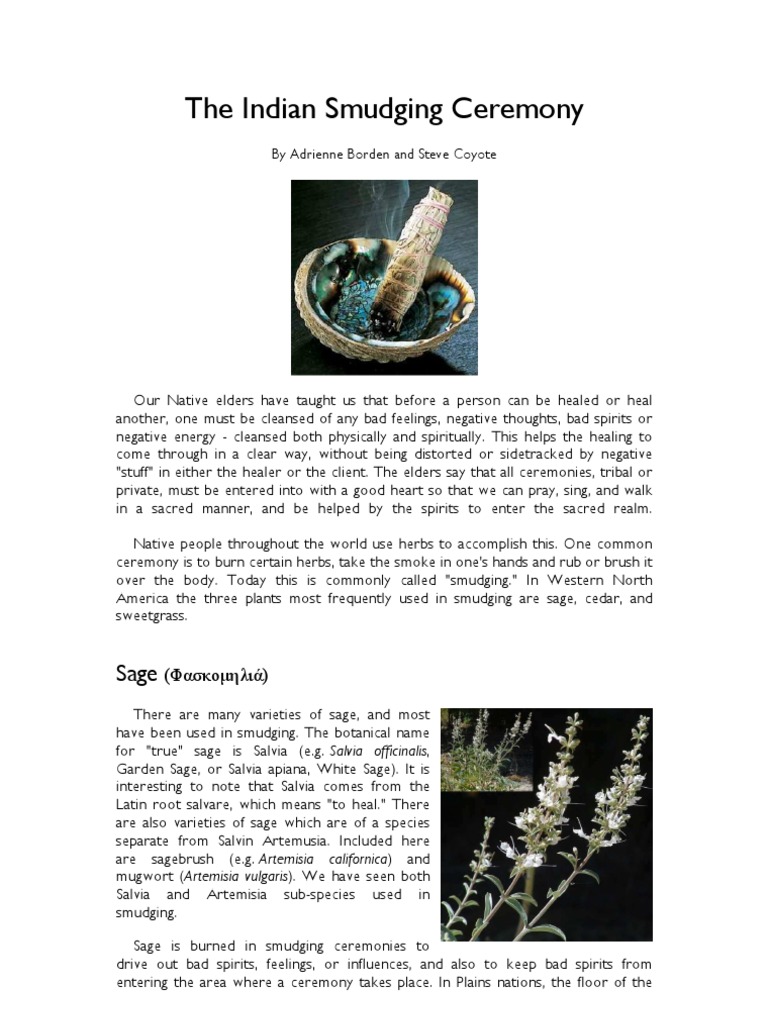 The Indian Smudging Ceremony PDF | PDF | Prayer | Religion And Belief