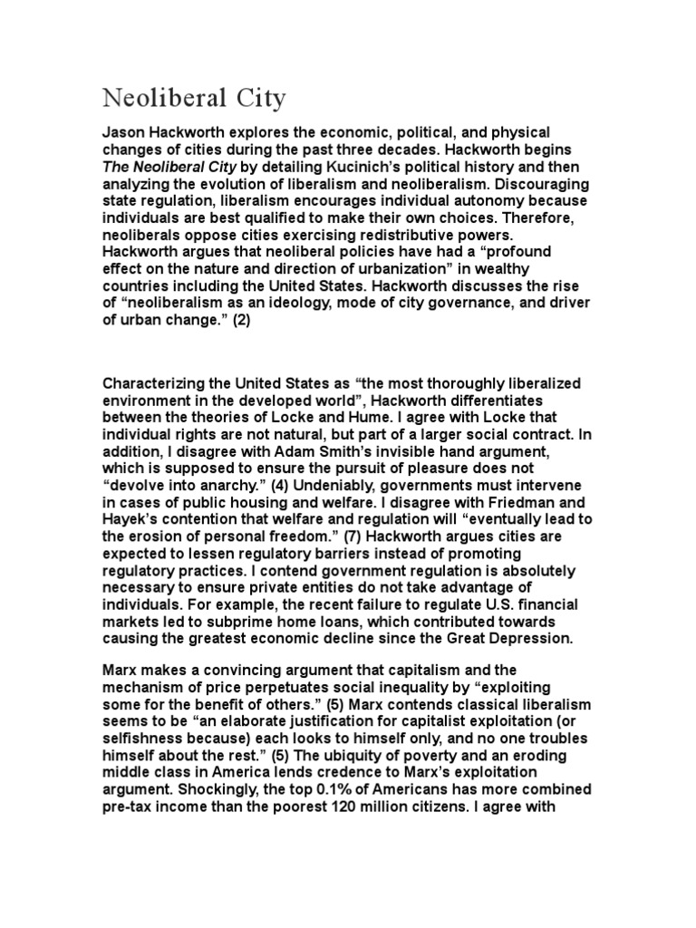 Neoliberal City | PDF | Neoliberalism | Liberalism